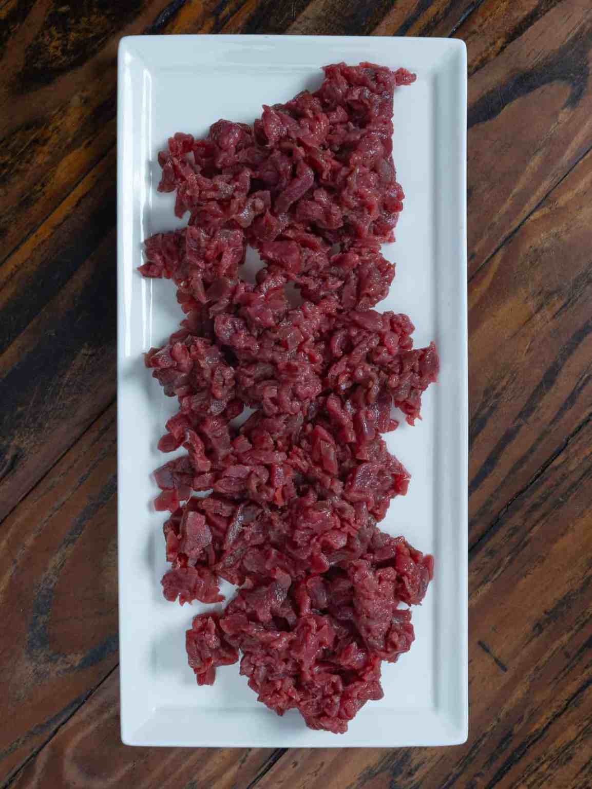 Venison Tartare Recipe with Johnny Cakes and Soft Boiled Eggs